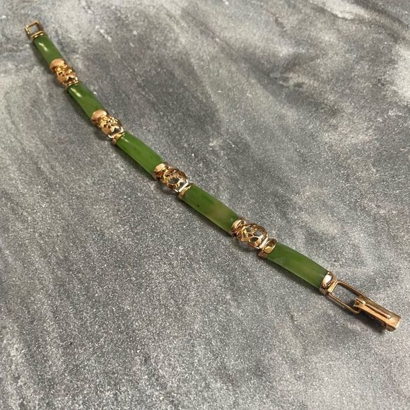 JTV | Jewelry | Genuine Jade Gold Link Bracelet | Poshmark
